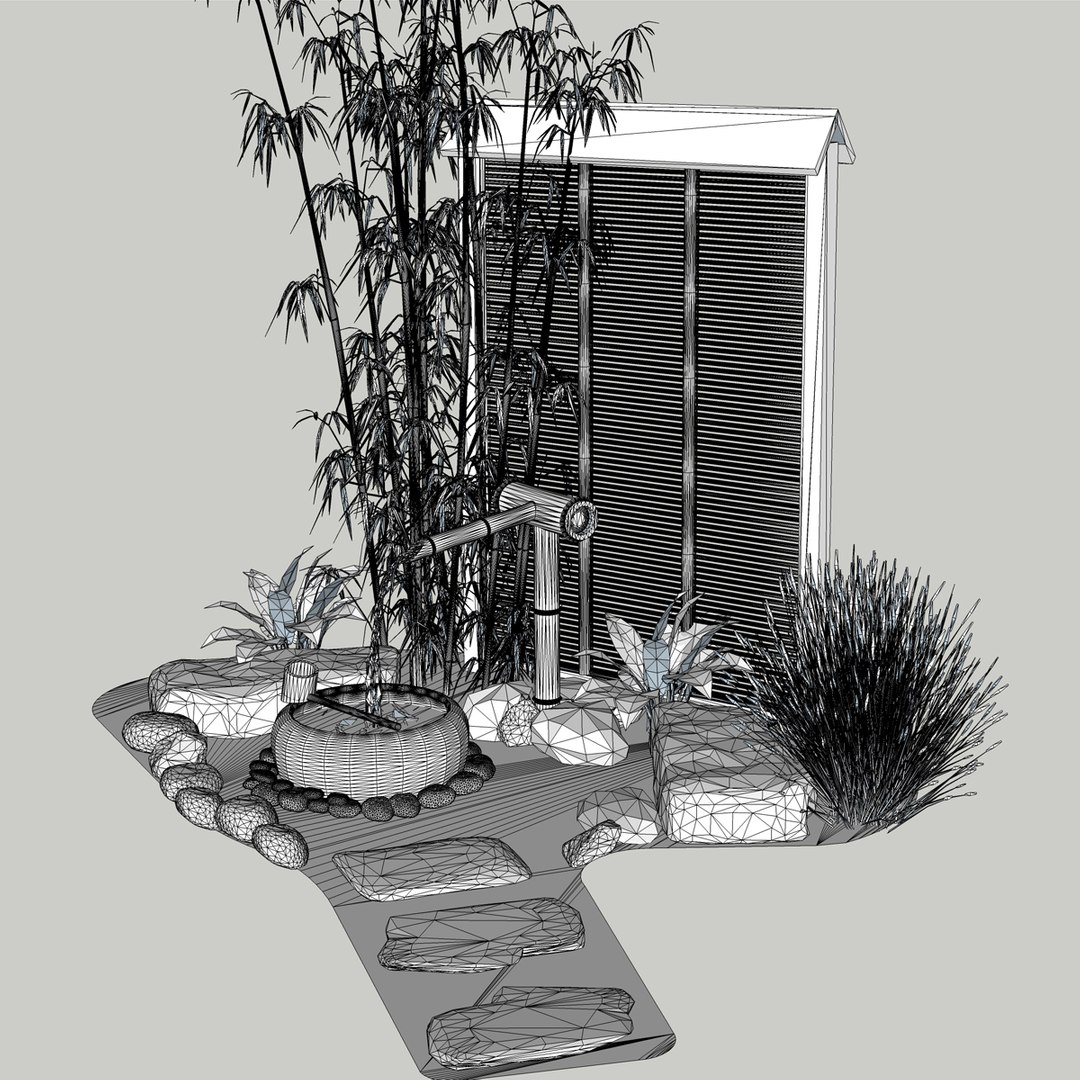 3d Model Water Basin Tsukubai Gardens