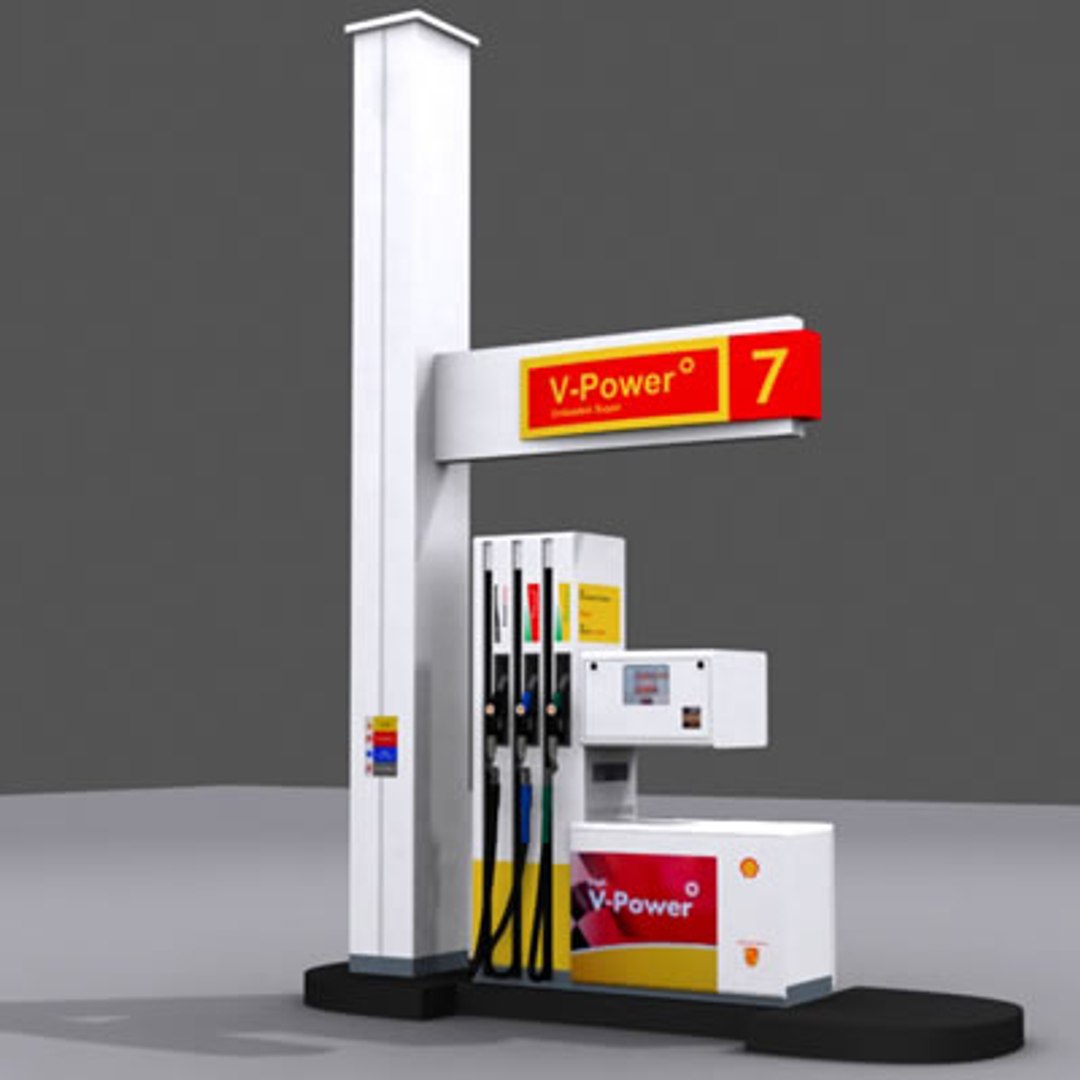 shell pump gas station 3d model