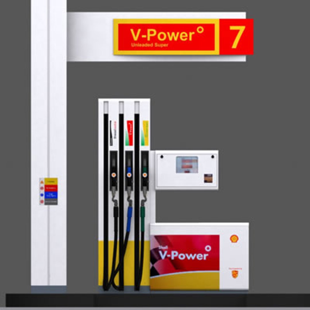 shell pump gas station 3d model