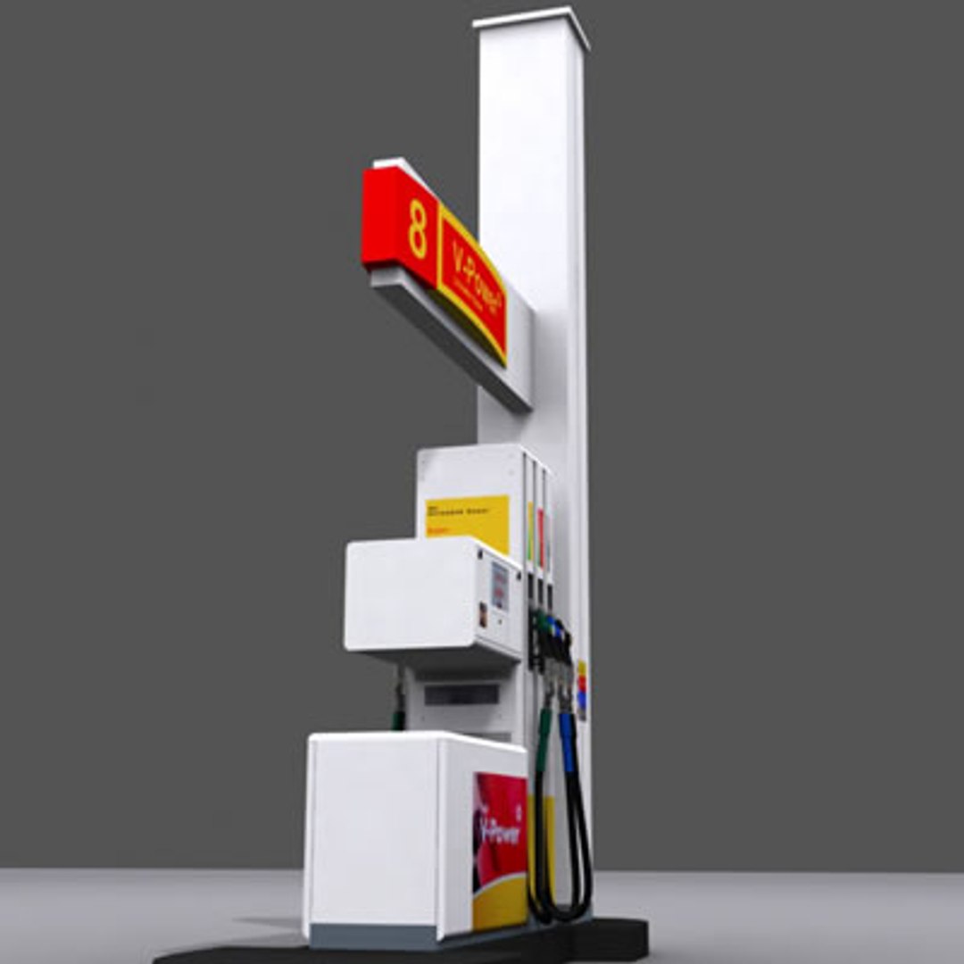shell pump gas station 3d model