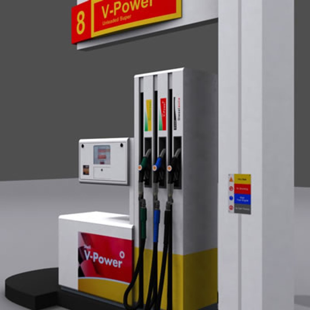 shell pump gas station 3d model