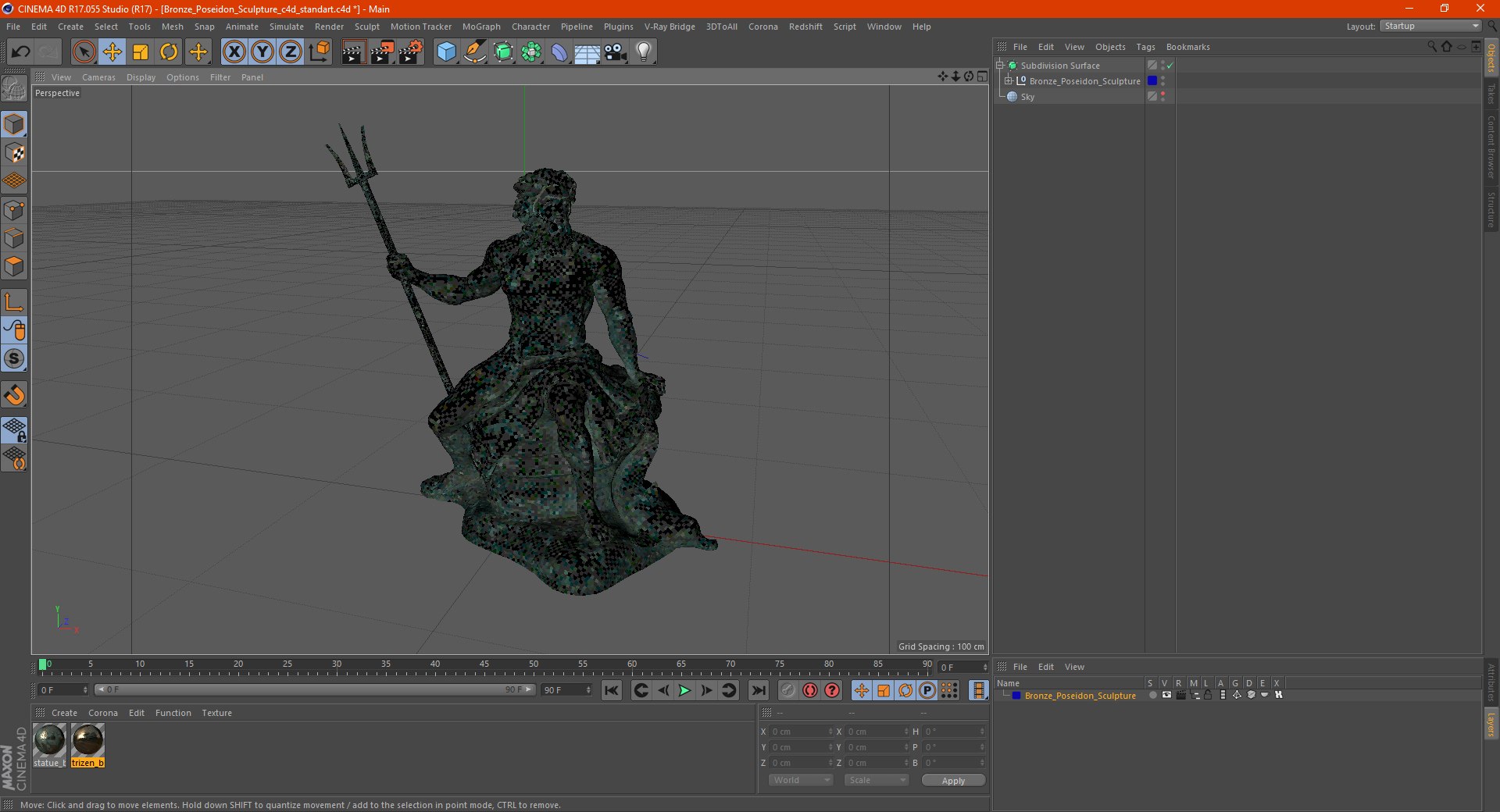 Bronze Poseidon Sculpture Model - TurboSquid 1769937