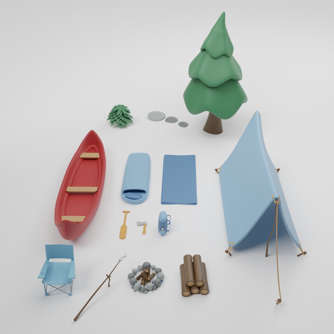 3D Stylized Cartoon Camping Kit Model - TurboSquid 1990520