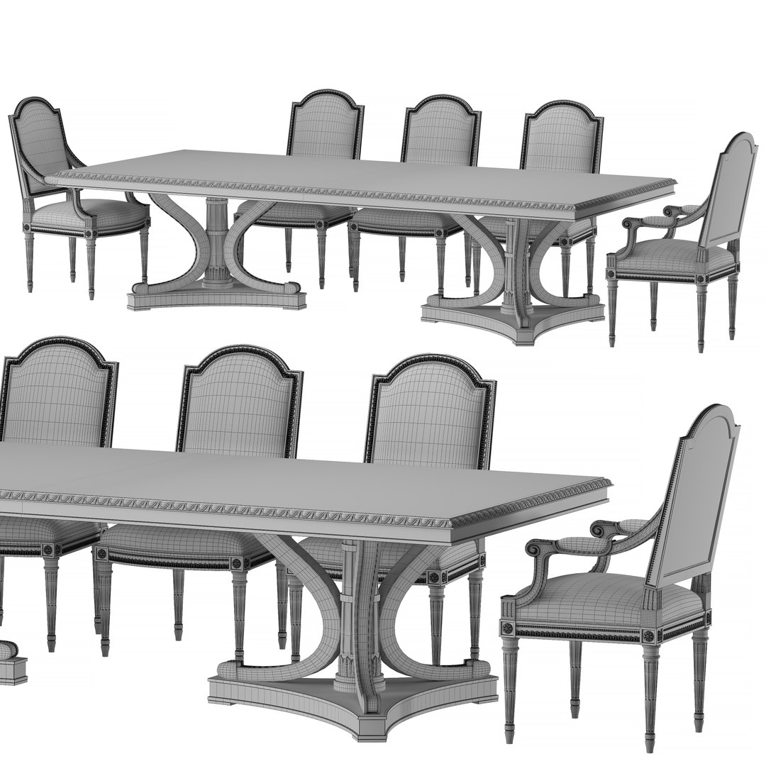 Ebanista Luciani Rectangular Dining Table And Chair 3D Model ...