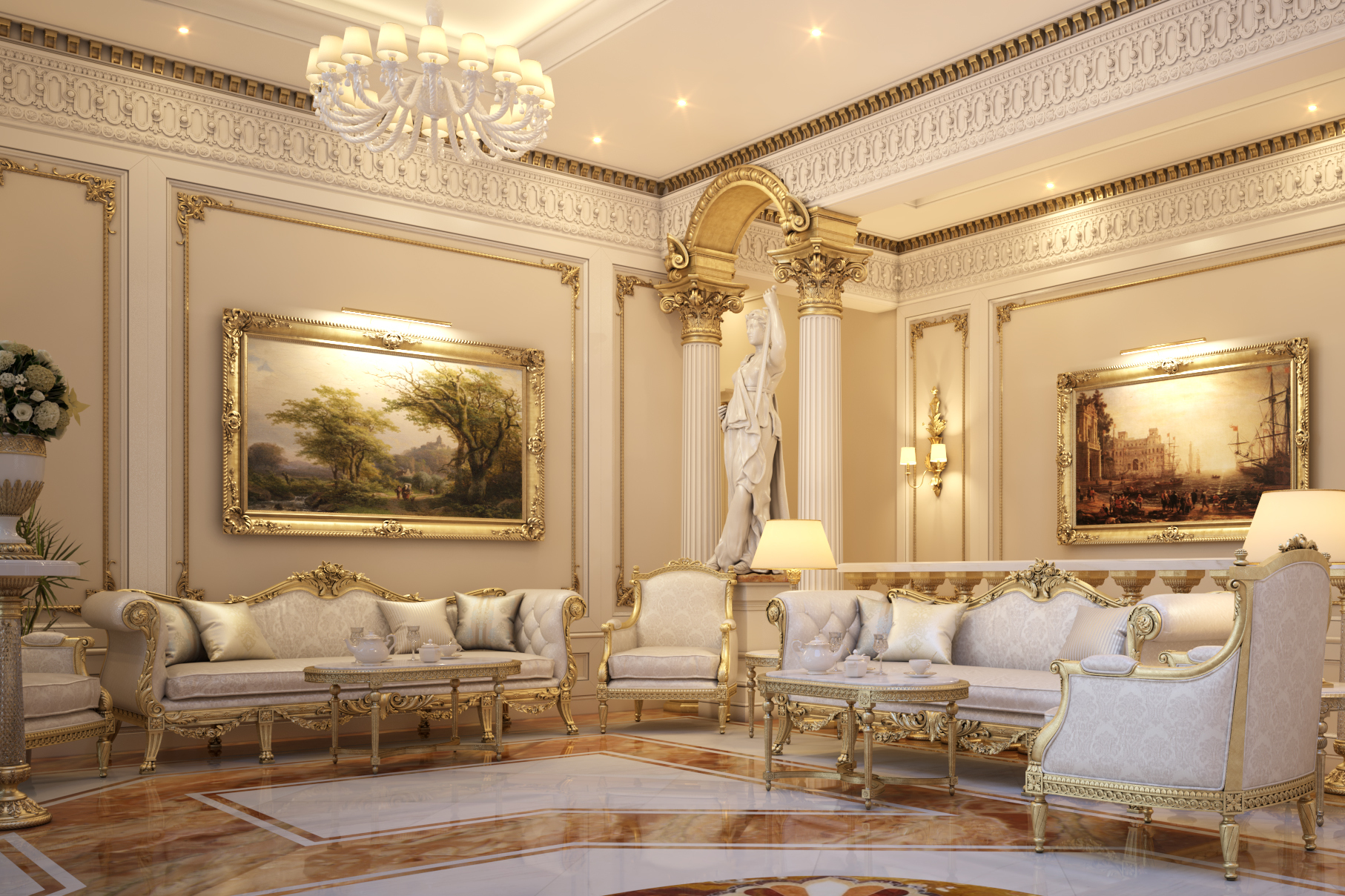 Classical scene luxury lobby 3D model - TurboSquid 1284179
