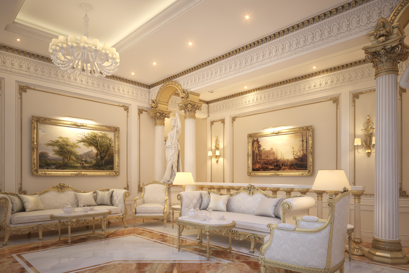 Classical scene luxury lobby 3D model - TurboSquid 1284179