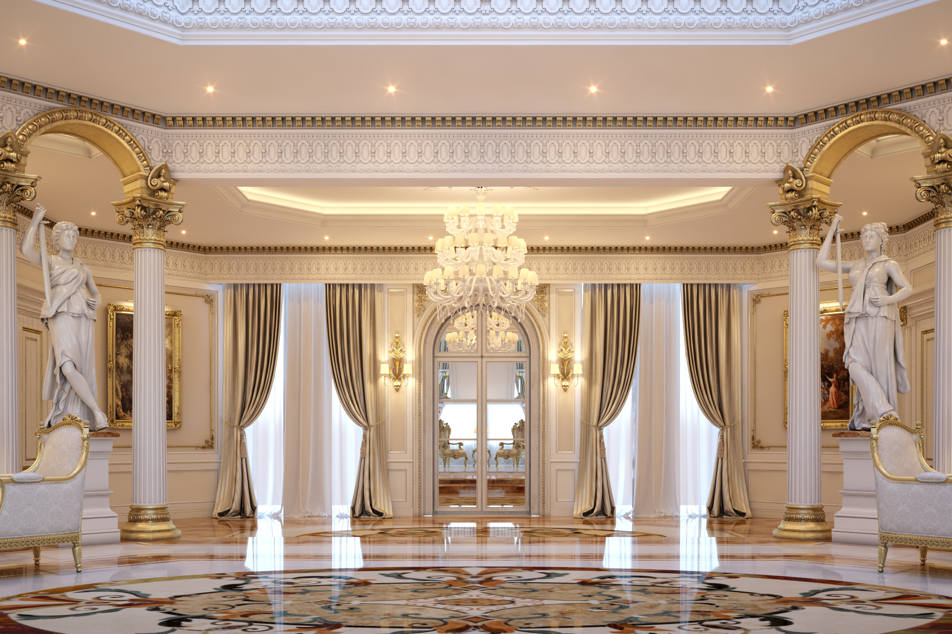 Classical scene luxury lobby 3D model - TurboSquid 1284179
