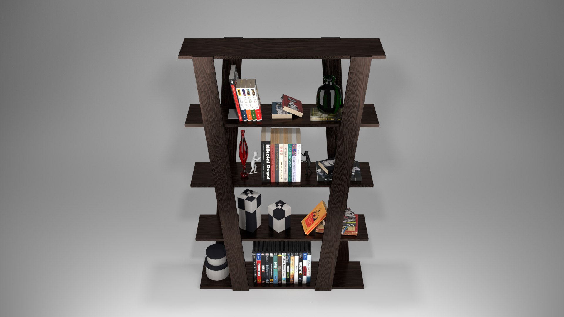 Blender Bookshelf Books Model - TurboSquid 1653604