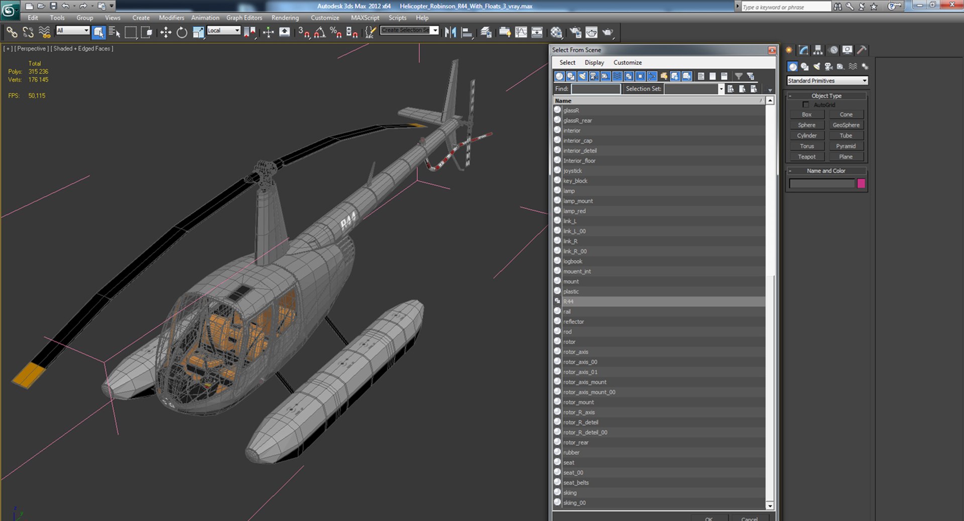 Helicopter Robinson R44 Floats 3d C4d