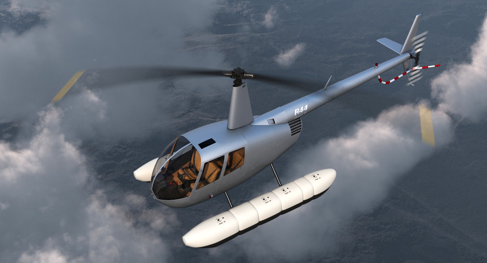 Helicopter Robinson R44 Floats 3d C4d