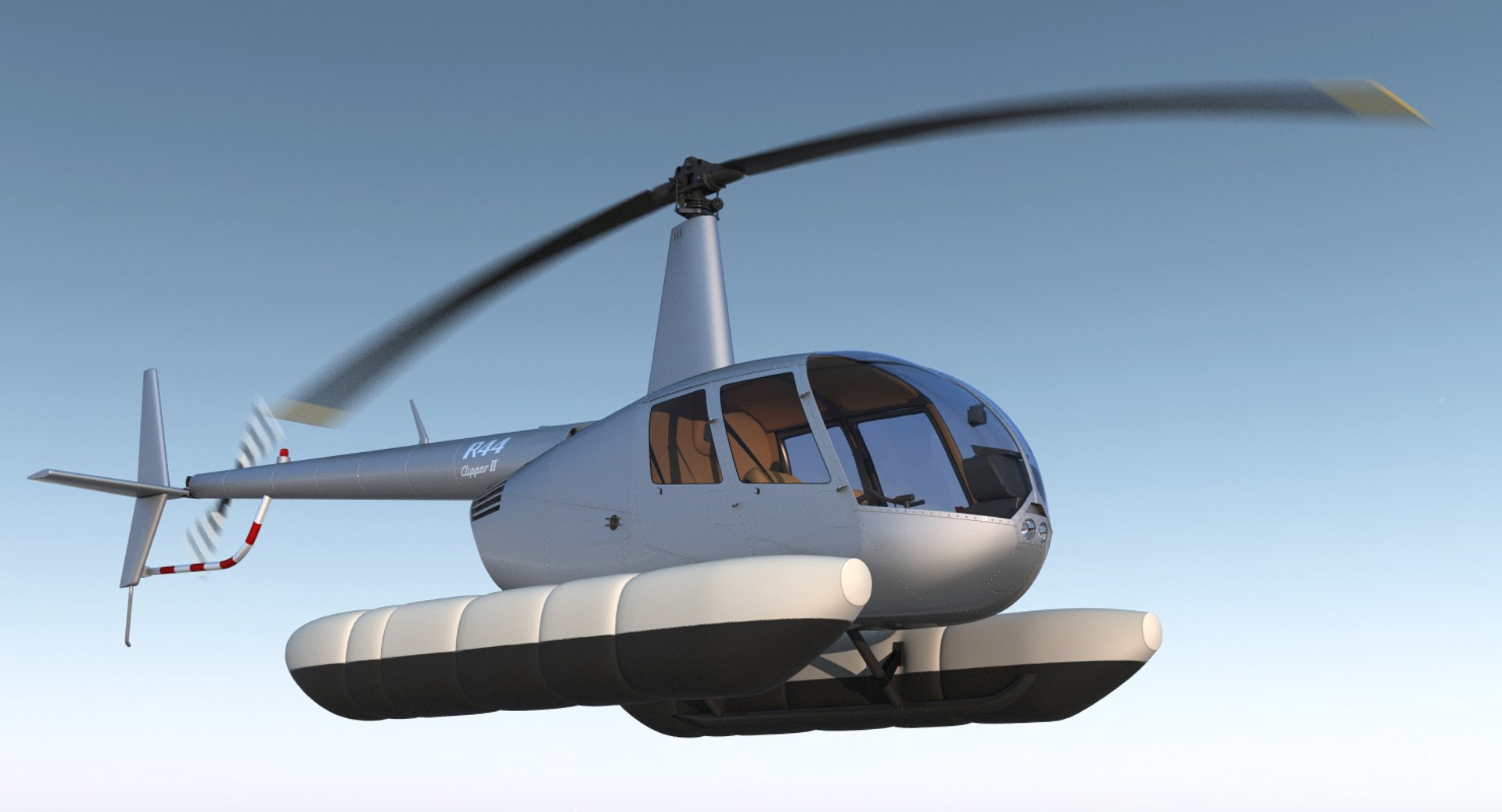 Helicopter Robinson R44 Floats 3d C4d