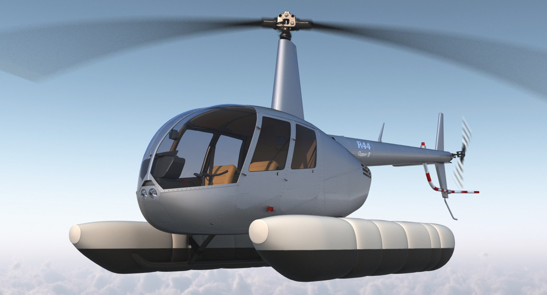 Helicopter Robinson R44 Floats 3d C4d