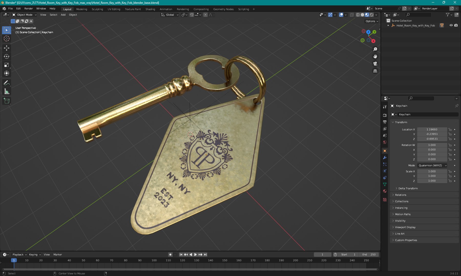 Hotel Room Key With Key Fob 3D Model - TurboSquid 2327214