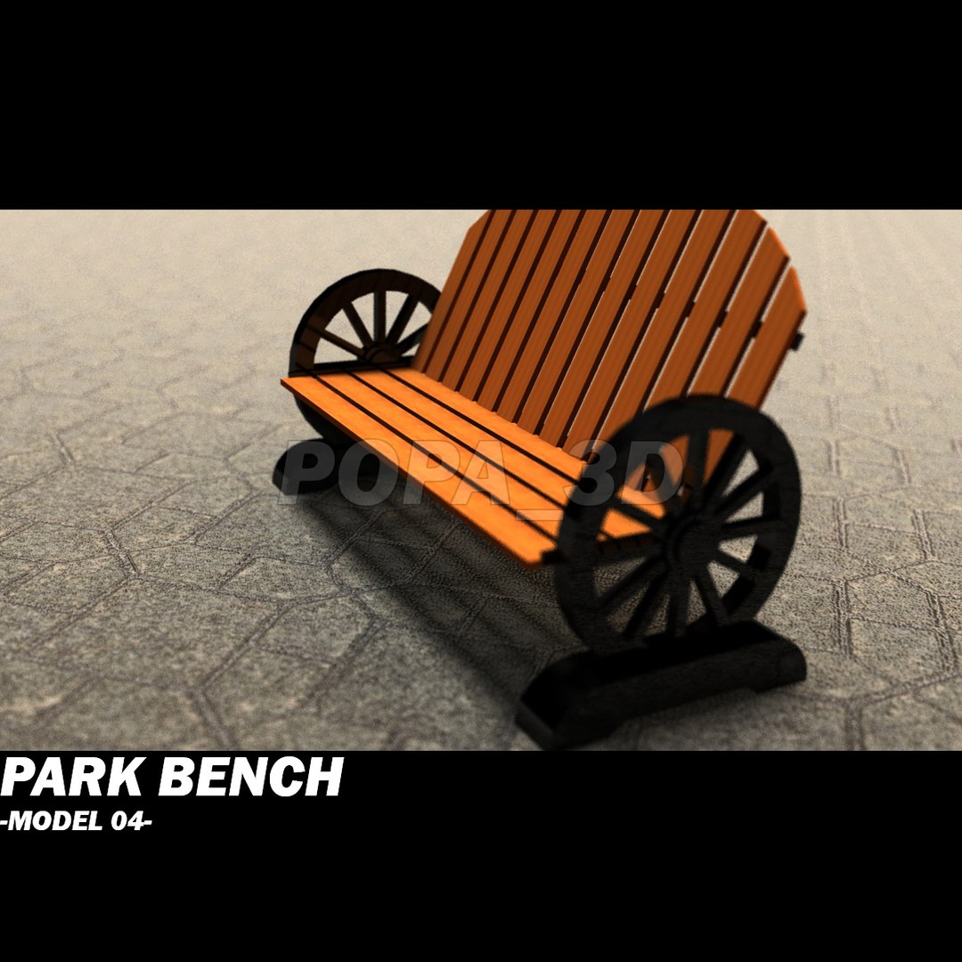 wooden park bench obj