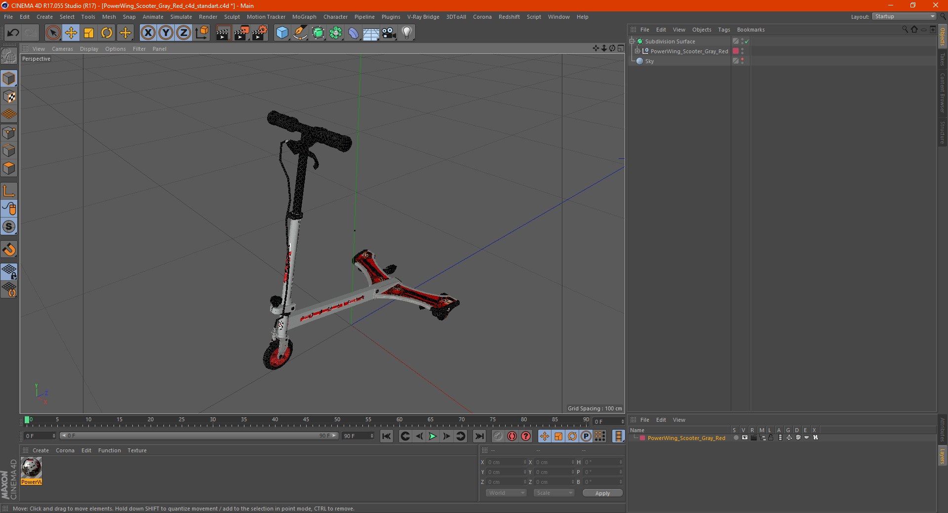PowerWing Scooter Gray Red 3D - TurboSquid 1722916