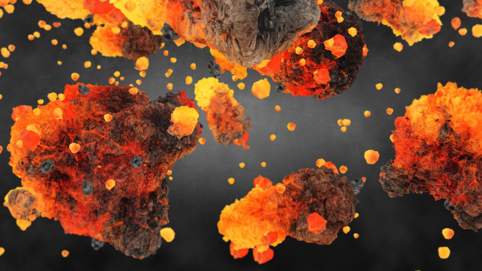 3D Burning Asteroid Field - TurboSquid 2029868