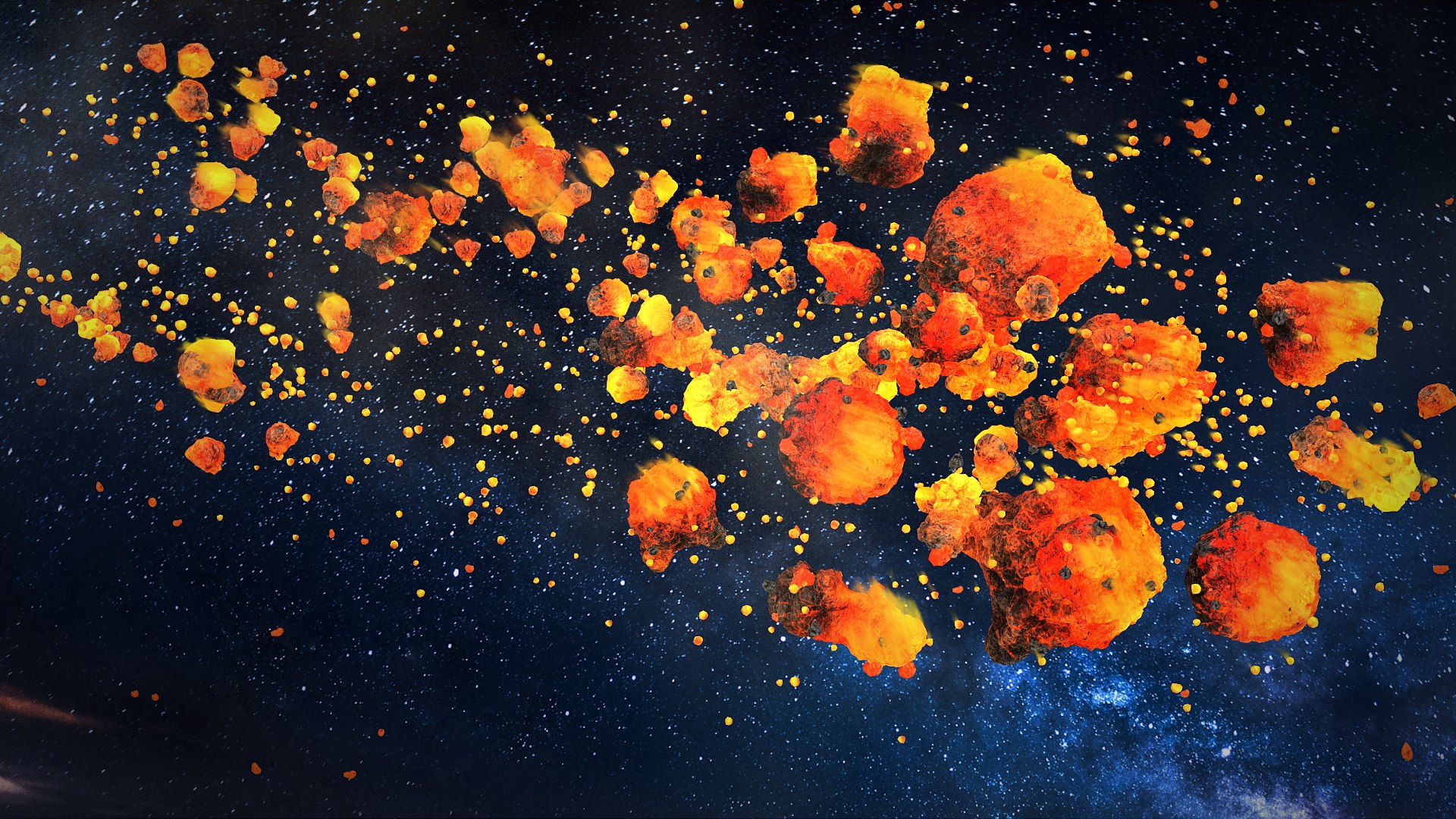 3D Burning Asteroid Field - TurboSquid 2029868