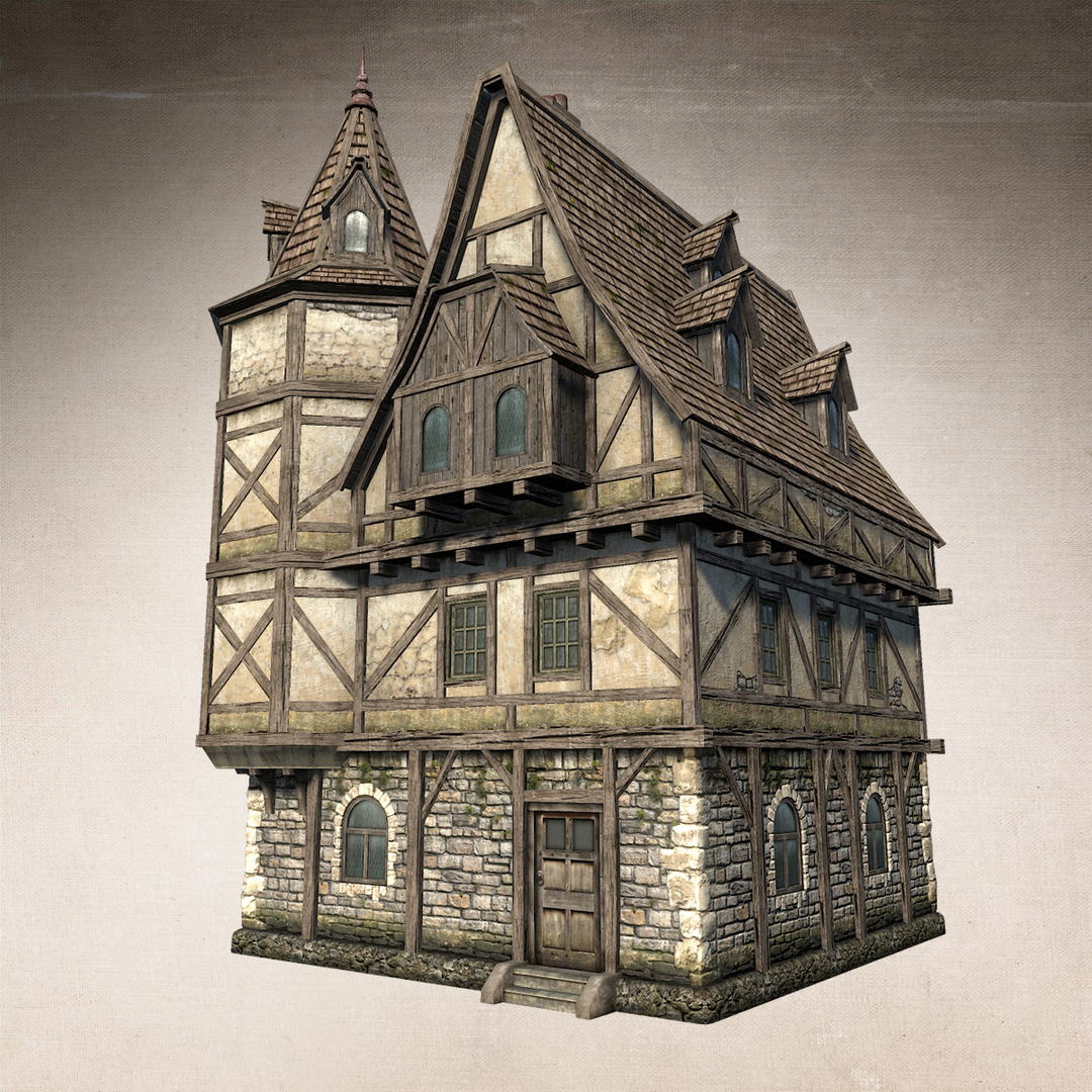 set fantasy medieval houses 3ds