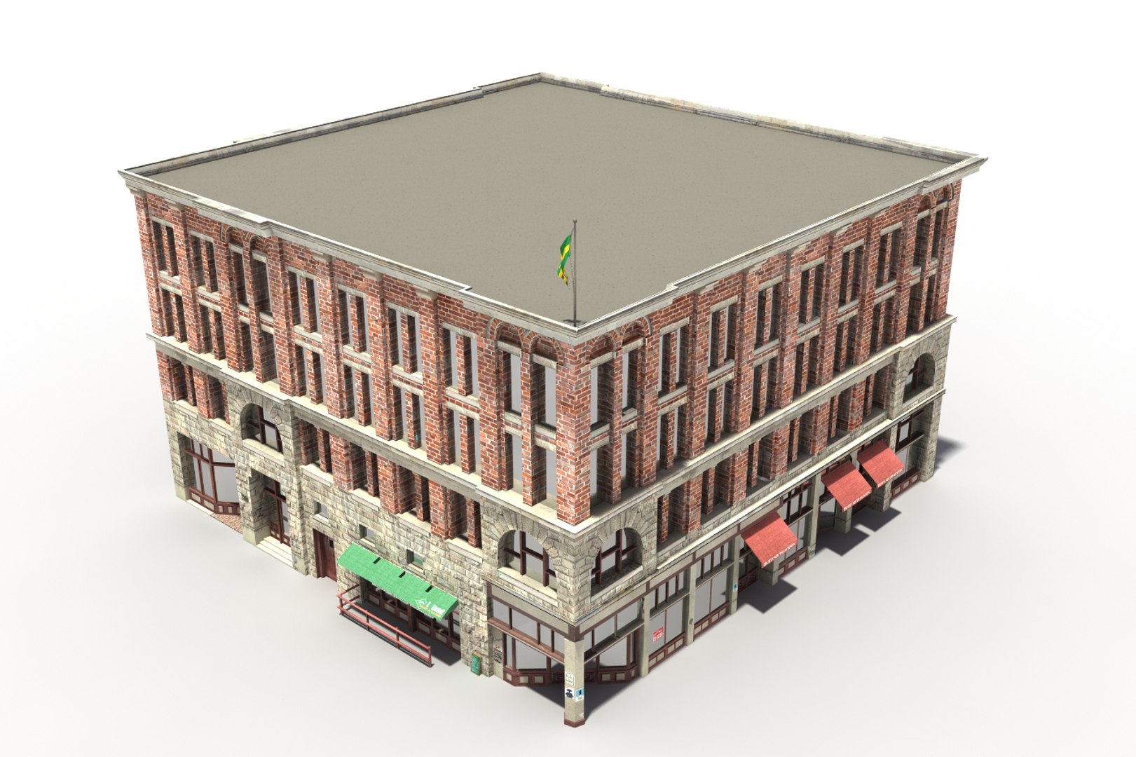 Small Town Building Old Brick Fbx