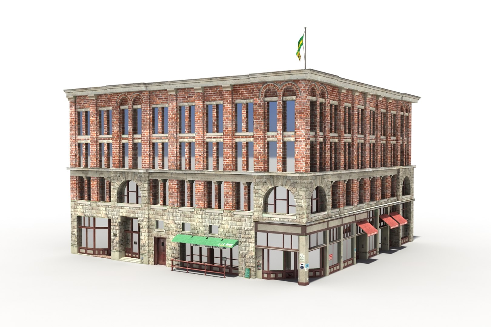 Small Town Building Old Brick Fbx