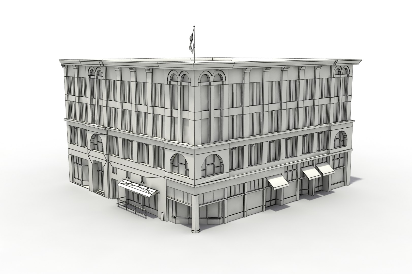 Small Town Building Old Brick Fbx