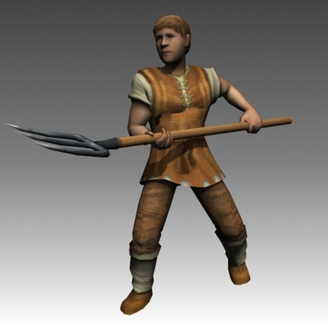 Rigged Peasant Animations 3d Model