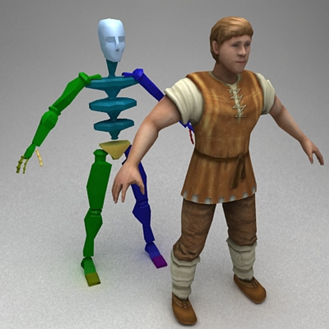 Rigged Peasant Animations 3d Model