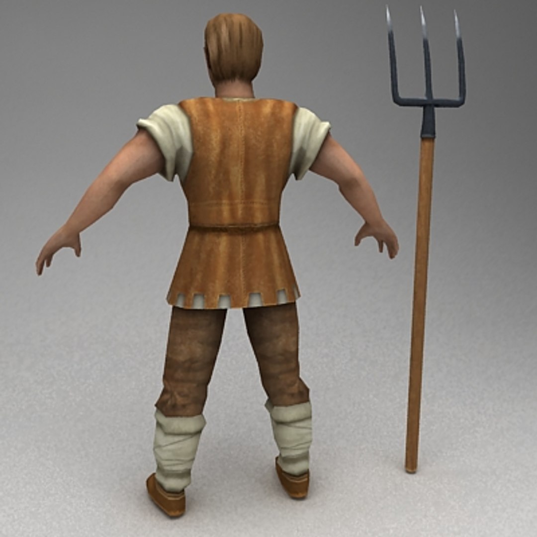 Rigged Peasant Animations 3d Model