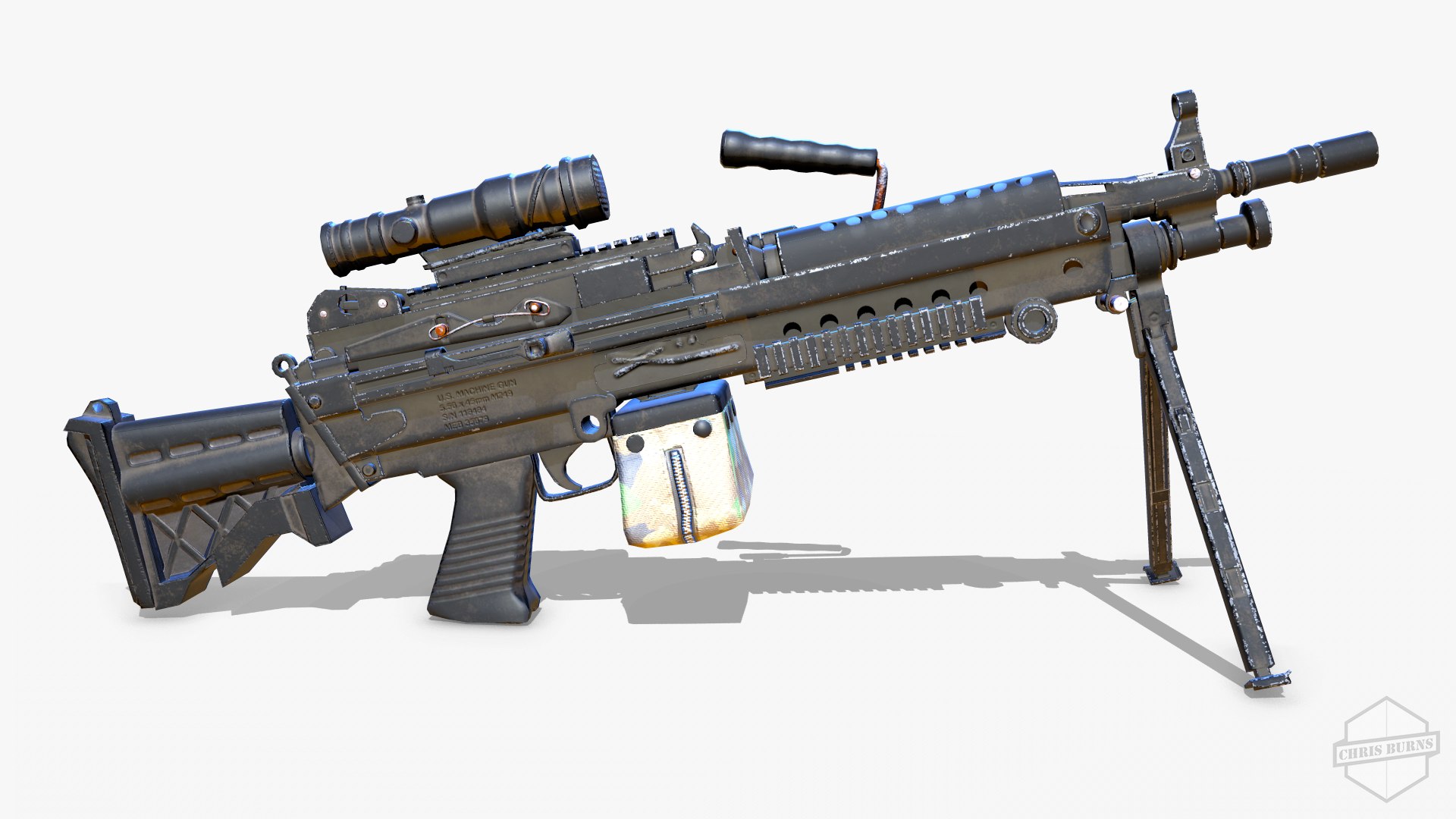 3D M249 Machine Gun Model - TurboSquid 1285673