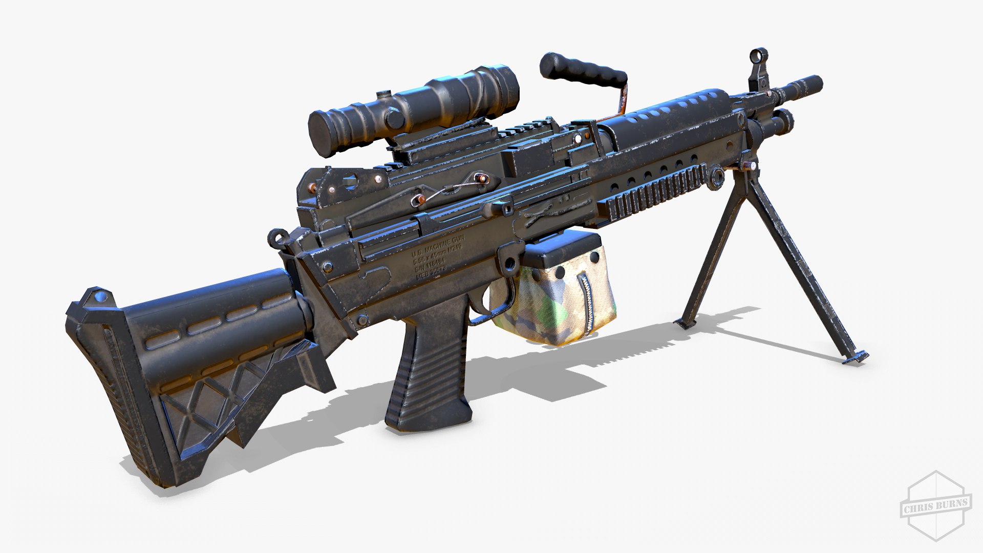 3D M249 Machine Gun Model - TurboSquid 1285673