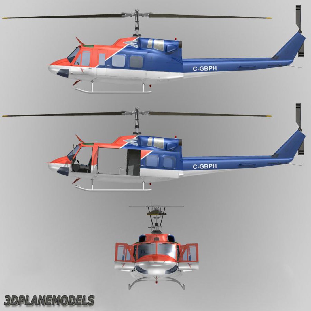 Bell 212 Huey Helicopter 3d Model