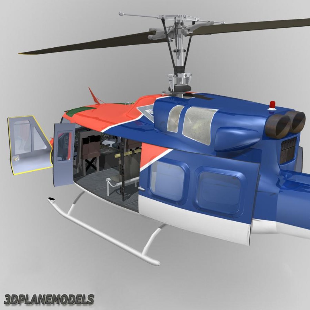 Bell 212 Huey Helicopter 3d Model