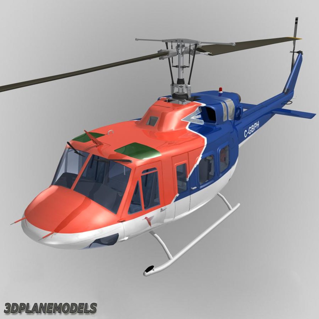 Bell 212 Huey Helicopter 3d Model