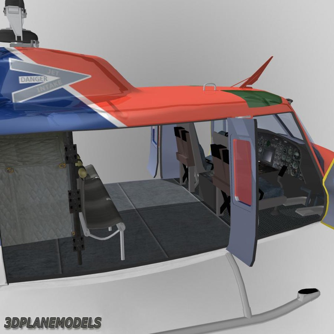 Bell 212 Huey Helicopter 3d Model