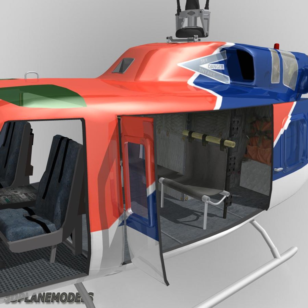 Bell 212 Huey Helicopter 3d Model