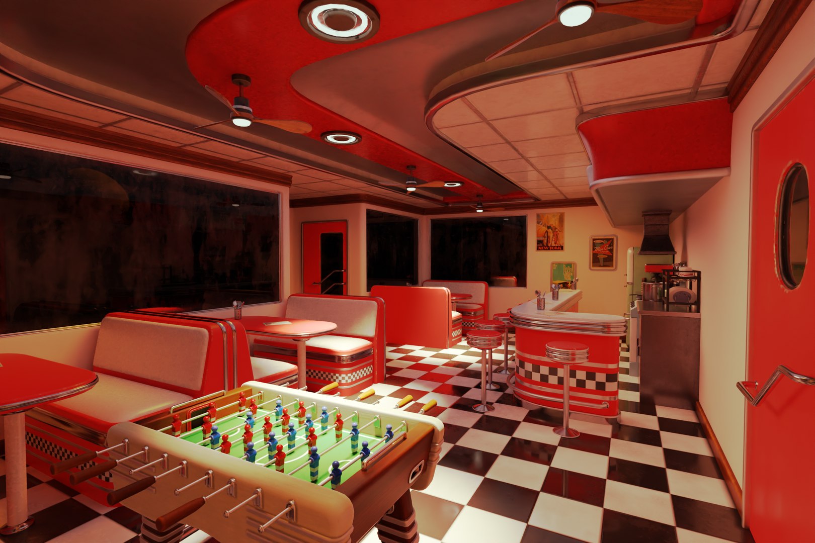 3D 50s Diner Low-poly 3d Model Pack Low-poly 3D Model Model ...