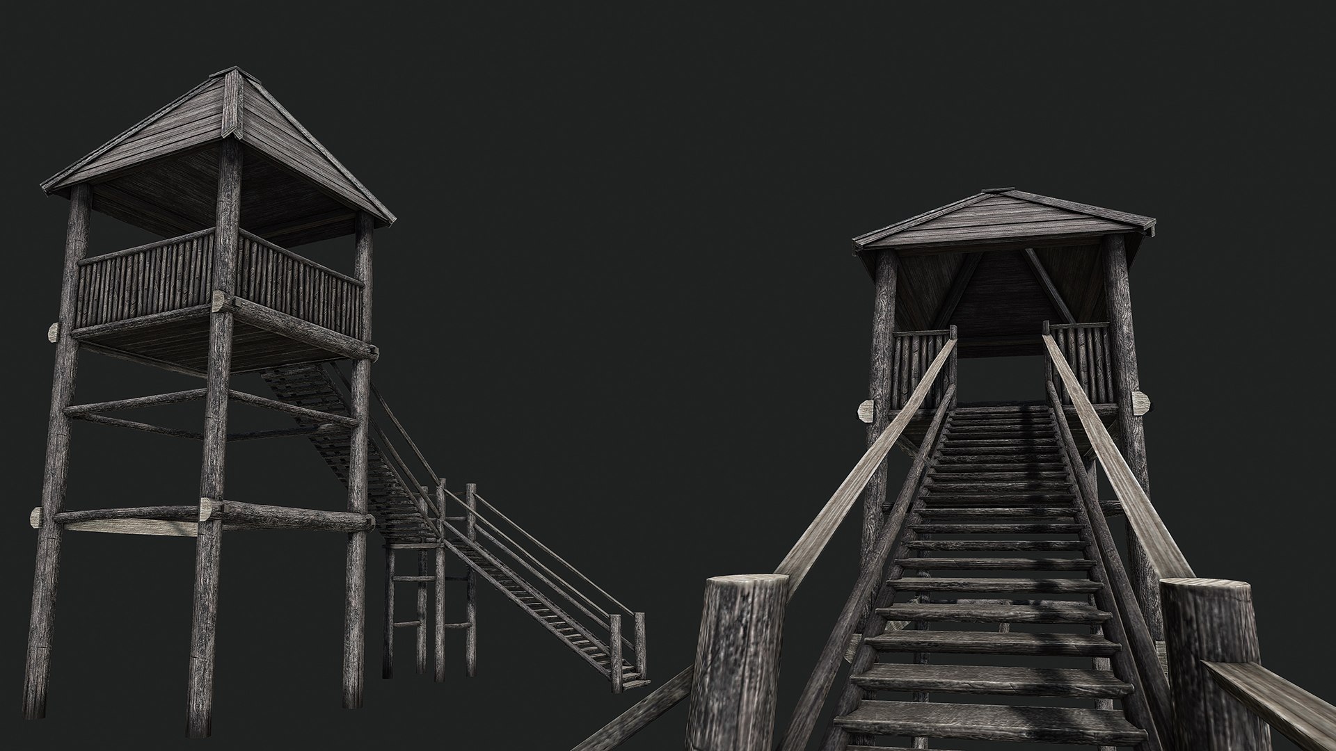 viking guard tower medieval fantasy 3d fbx