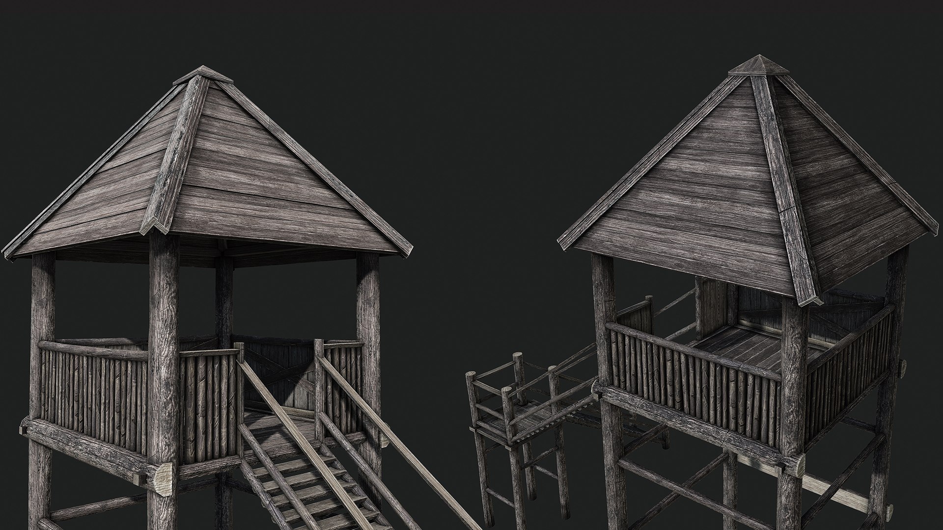 viking guard tower medieval fantasy 3d fbx
