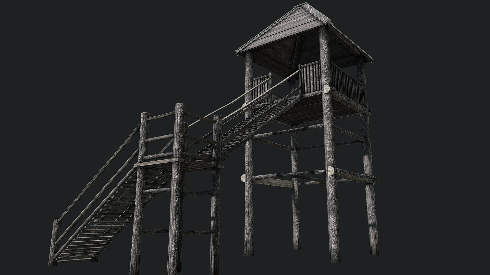 viking guard tower medieval fantasy 3d fbx