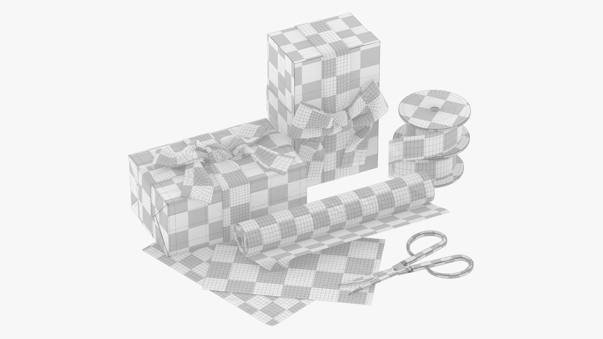 3D Gift Wrapping Set With Scissors(1) - TurboSquid 2372920