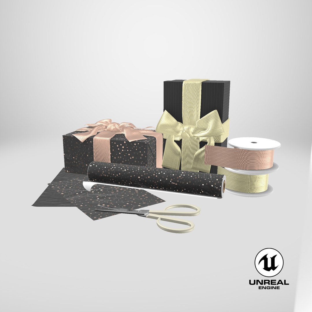 3D Gift Wrapping Set With Scissors(1) - TurboSquid 2372920