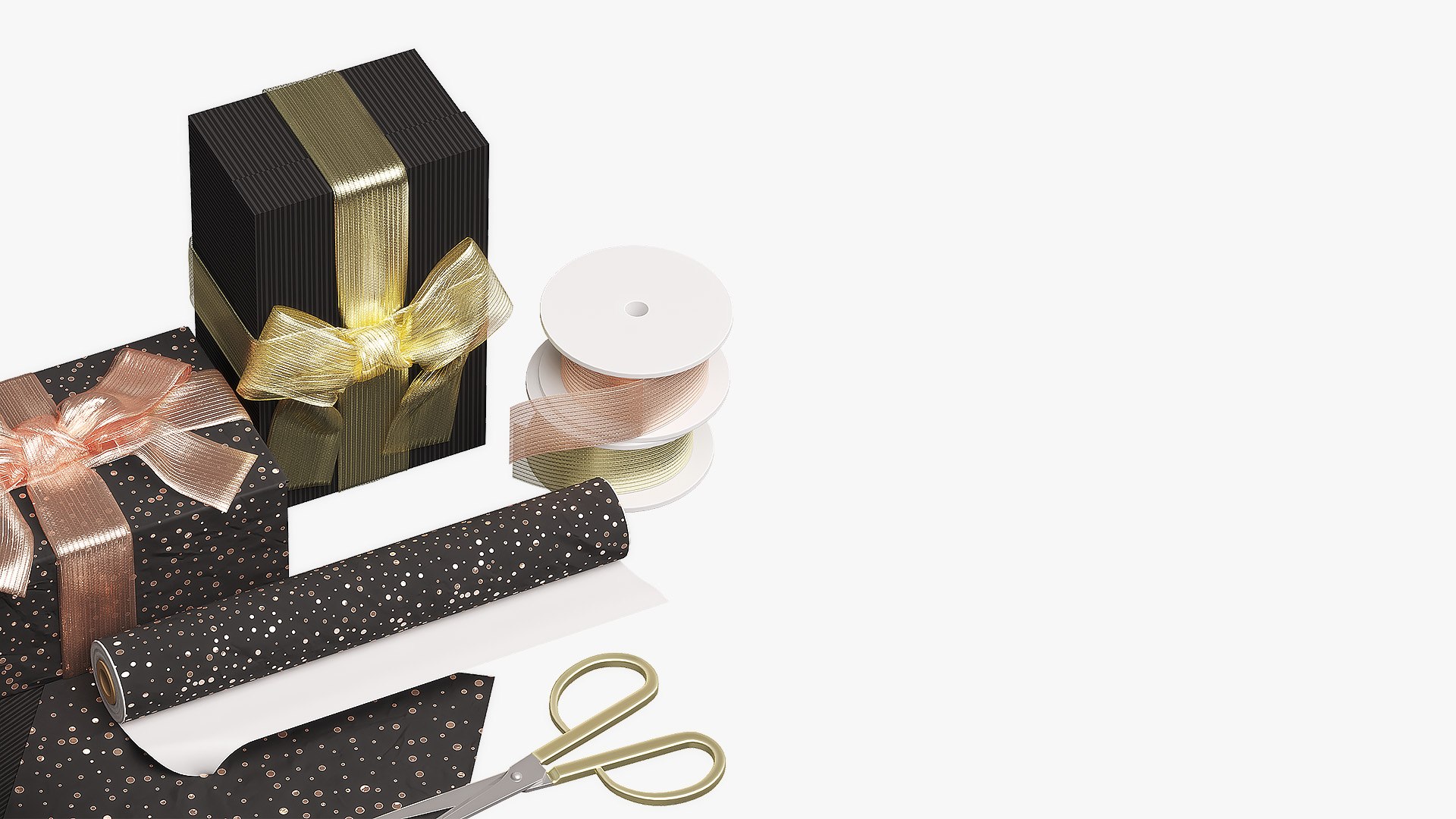 3D Gift Wrapping Set With Scissors - TurboSquid 2372920