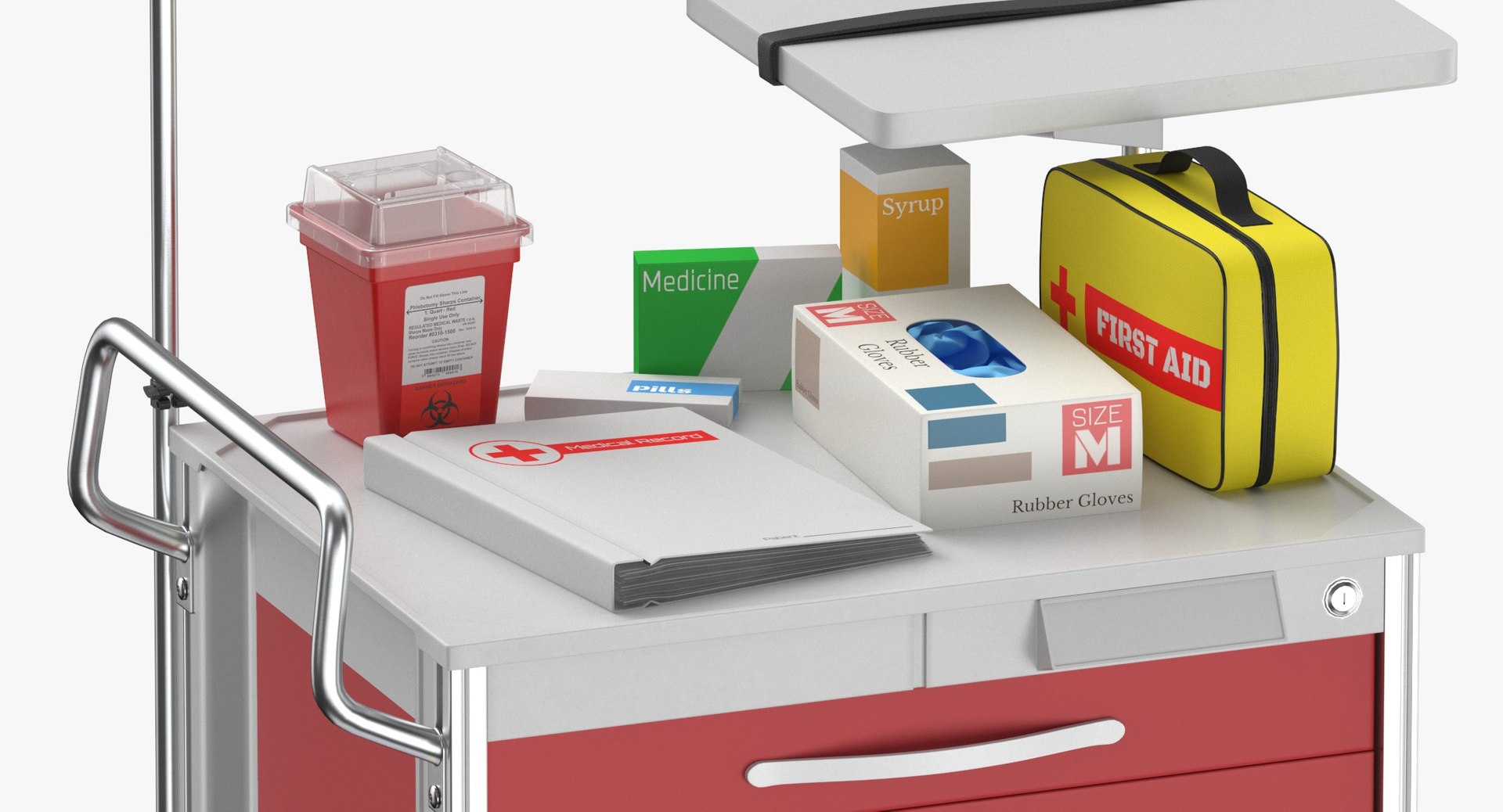 3D Case Cart Crash Cart Empty and In Use model - TurboSquid 1884967