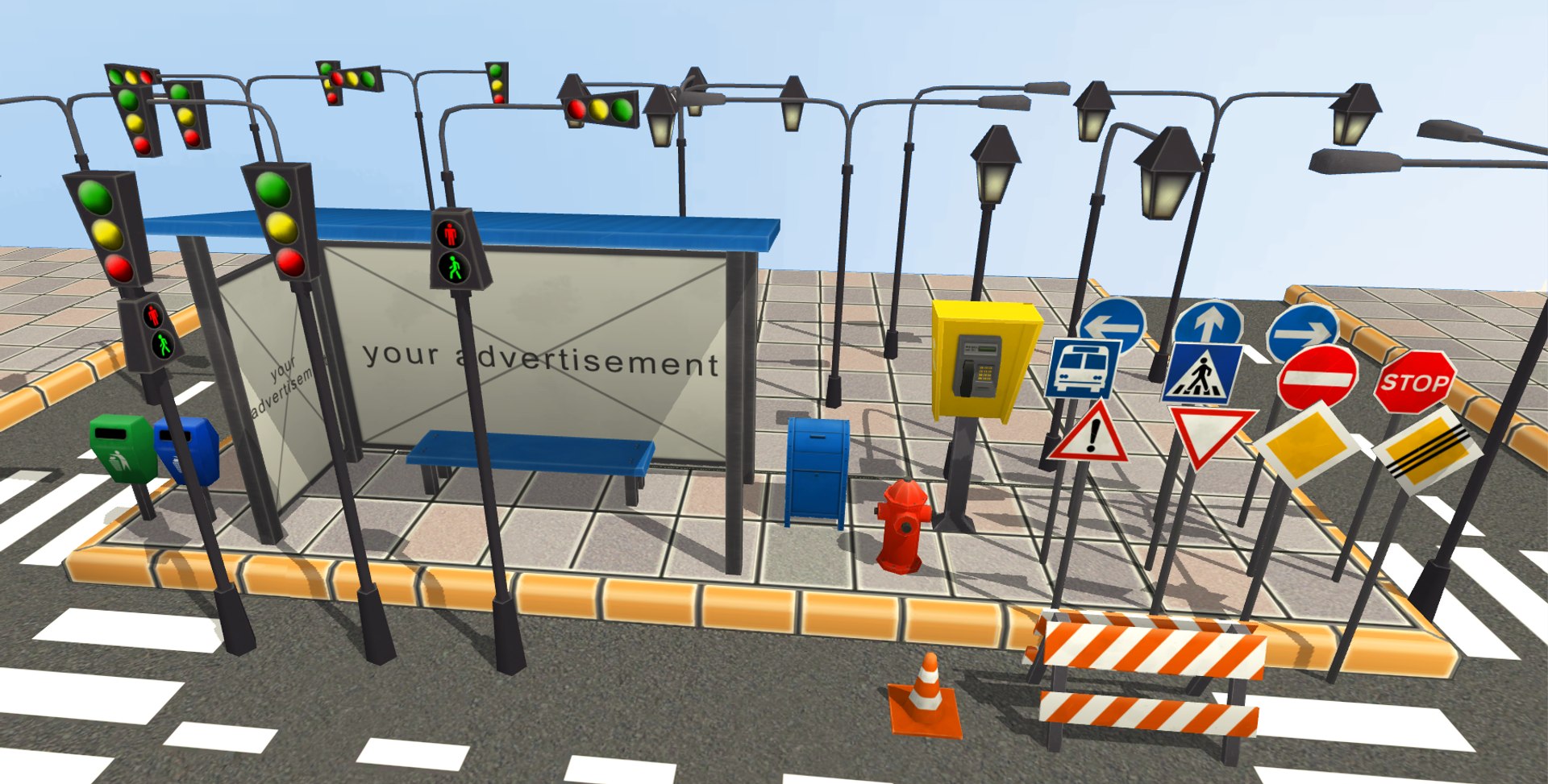 Maya Cartoon Street Props