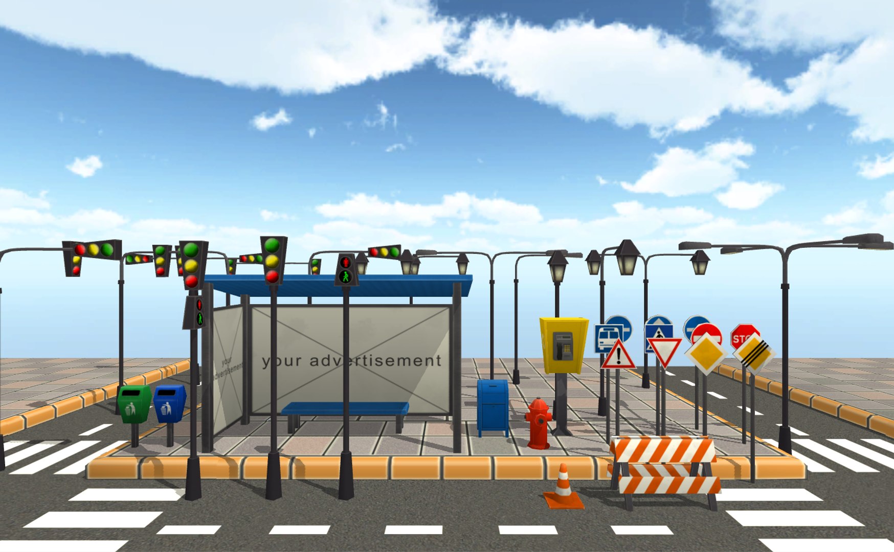 Maya Cartoon Street Props