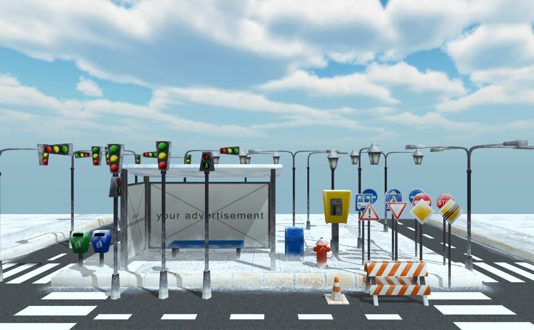 Maya Cartoon Street Props