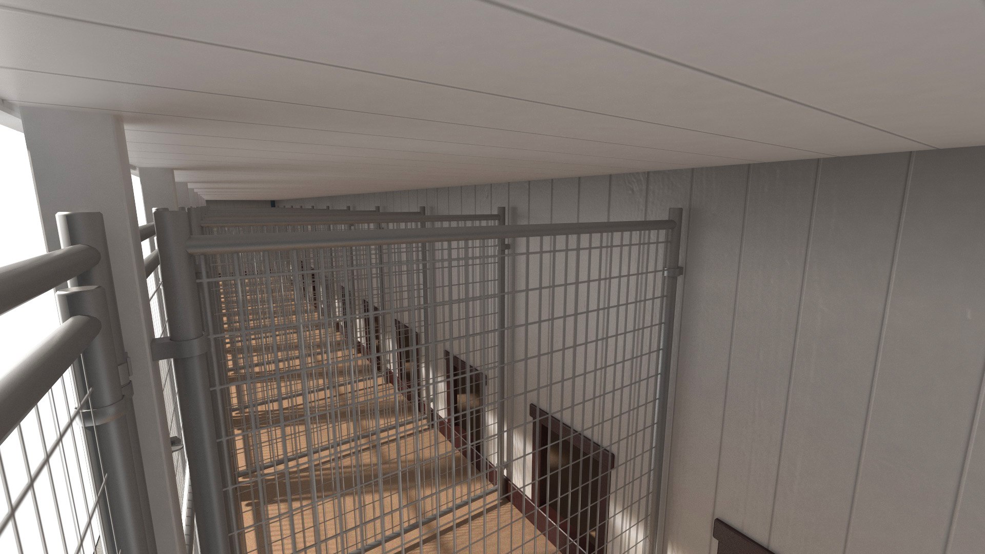3D Model Commercial Dog Kennel 12-box Blue Roof - TurboSquid 1988171