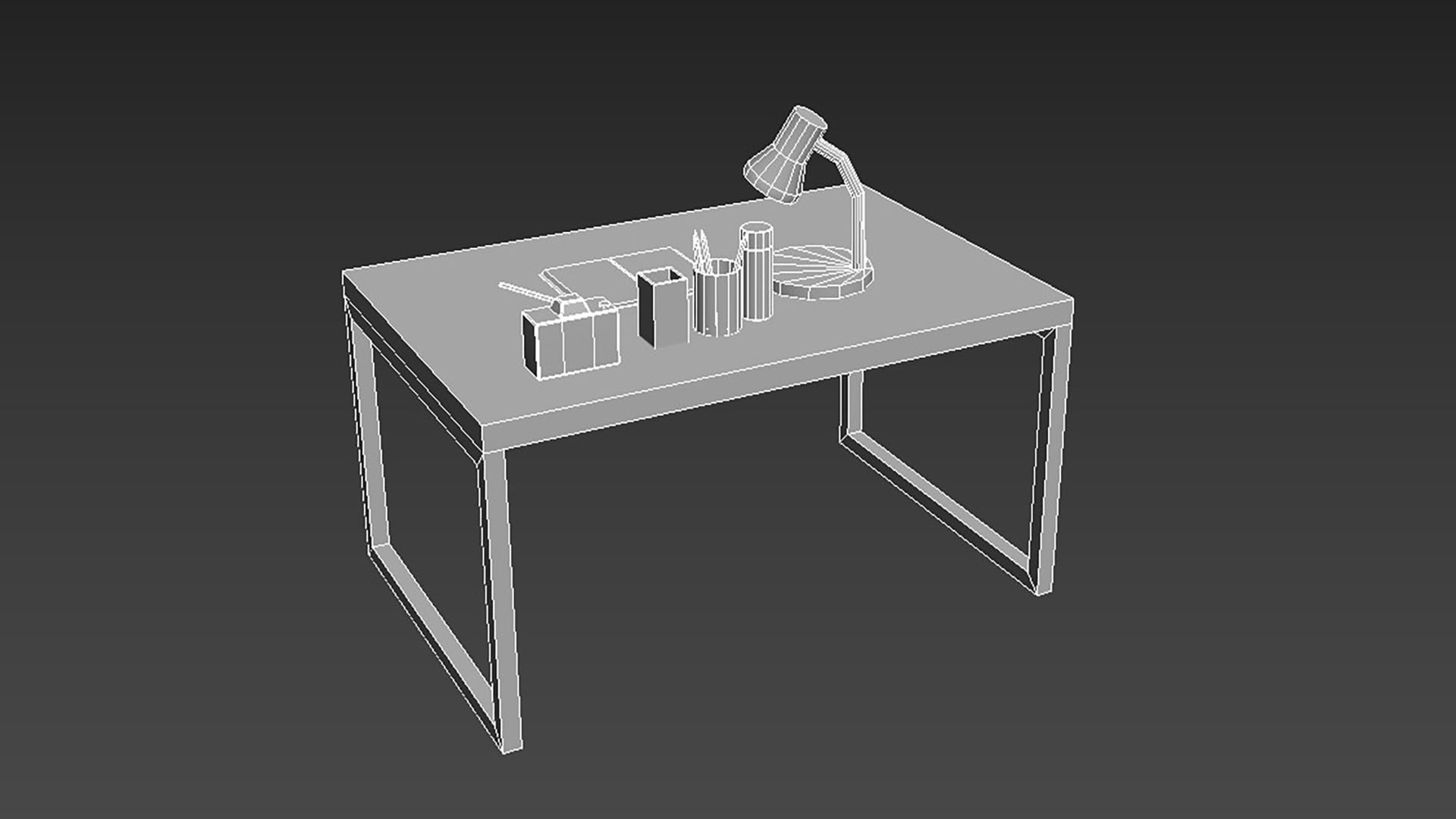 Free 3D Low Poly Study Table Set Model - TurboSquid 2244159