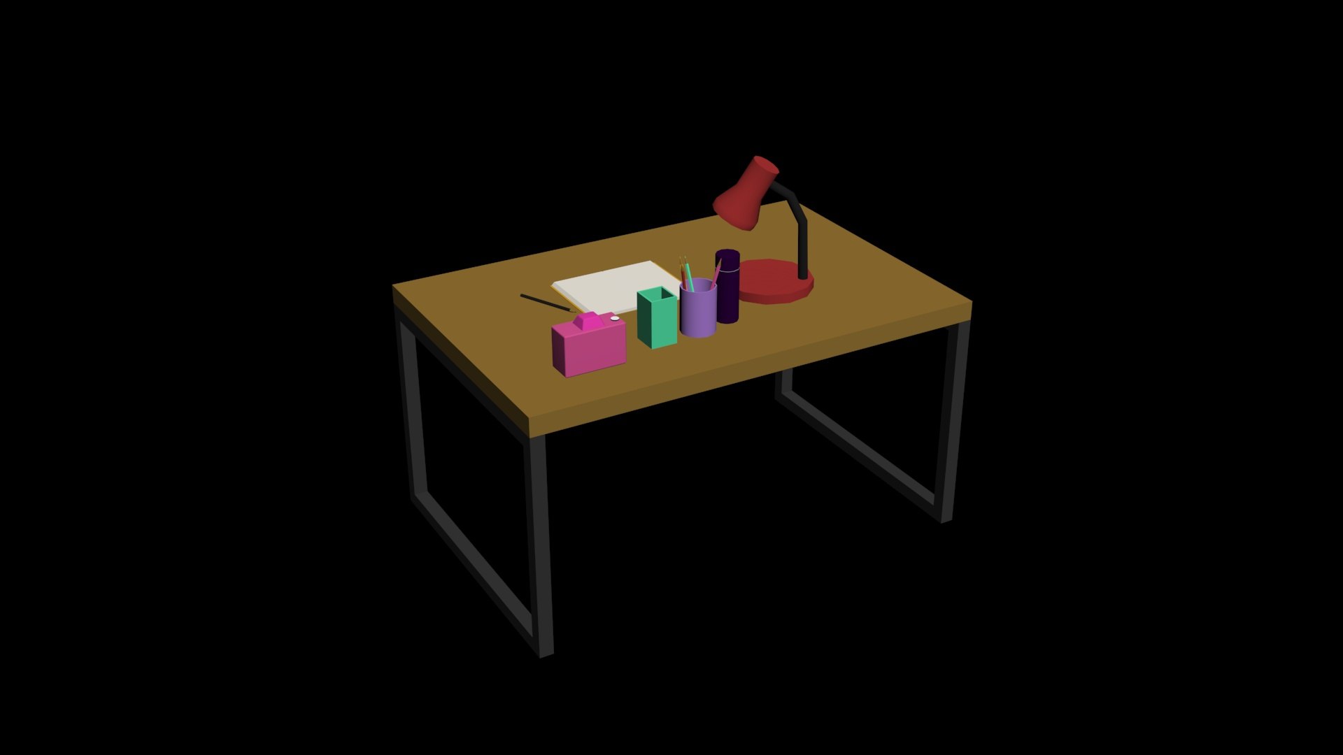 Free 3D Low Poly Study Table Set Model - TurboSquid 2244159