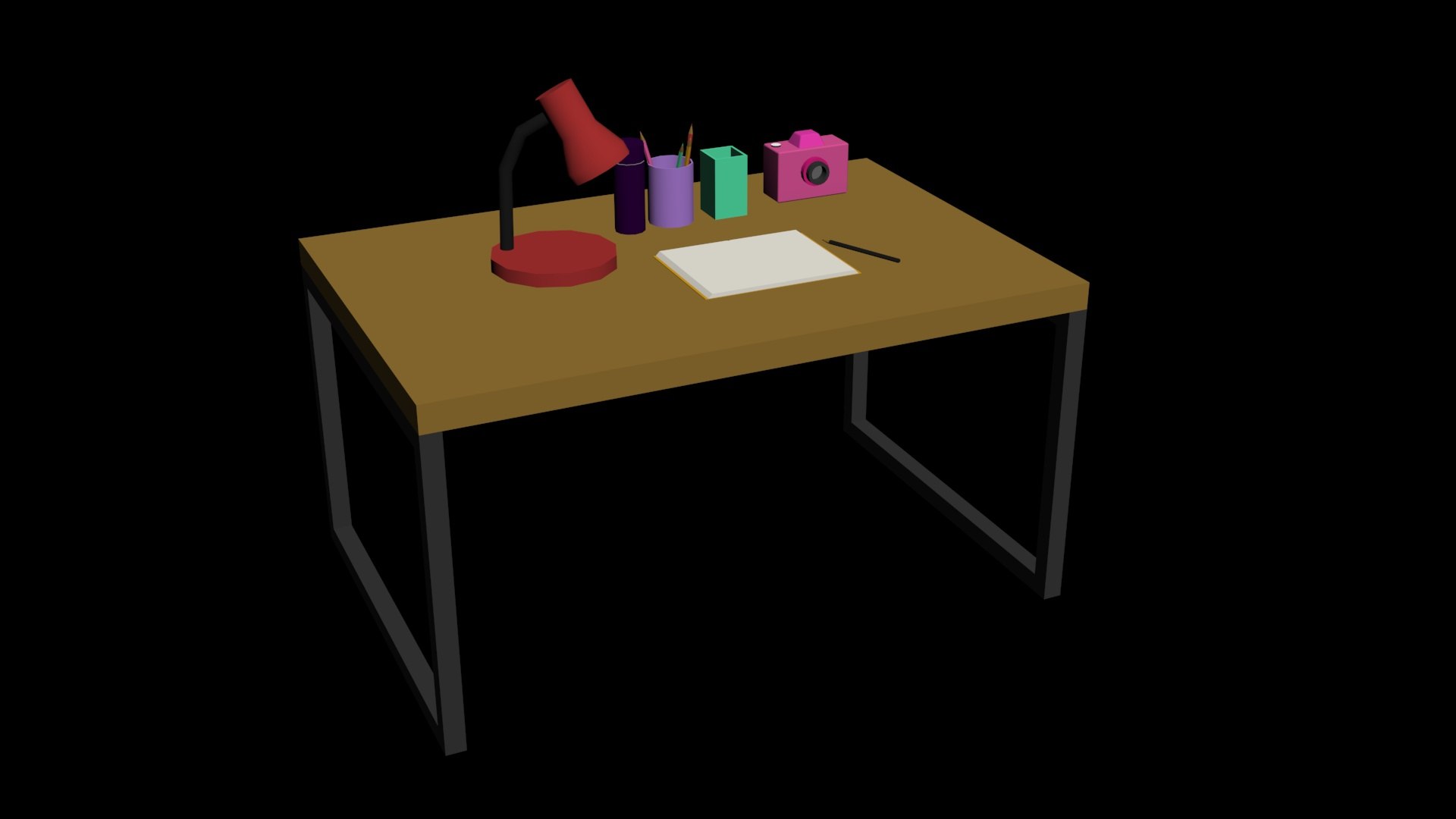 Free 3D Low Poly Study Table Set Model - TurboSquid 2244159